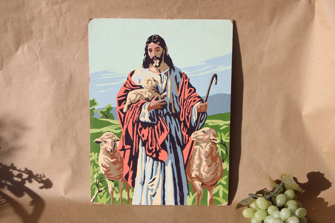 1950's Vintage - Completed Paint by Number - JESUS as the GOOD SHEPPARD ...