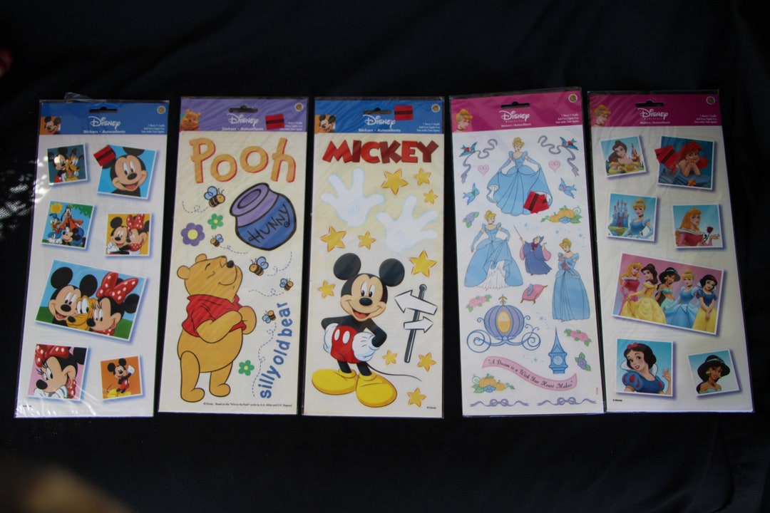 1990's Vintage DISNEY Scrapbooking / Crafts STICKERS 5 Sheets NIP Acid ...