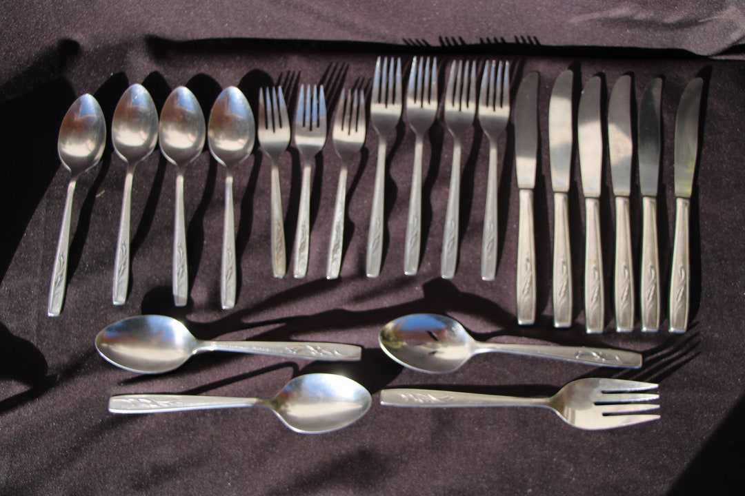 1960's 1970's Vintage Oneida AUTUMN MEMORY, Lot of 21 Pieces, Stainless ...