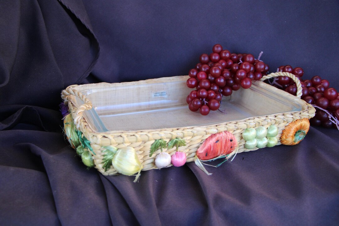 Vintage 1970s Pyrex 233 Baking Dish With Rafia Basket – 9x13" Oblong - Etsy