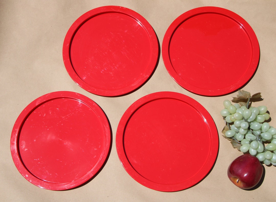 80's Vintage Bodum Red Plastic Dinner Plates - Set of 4 - 11 Inches - Etsy