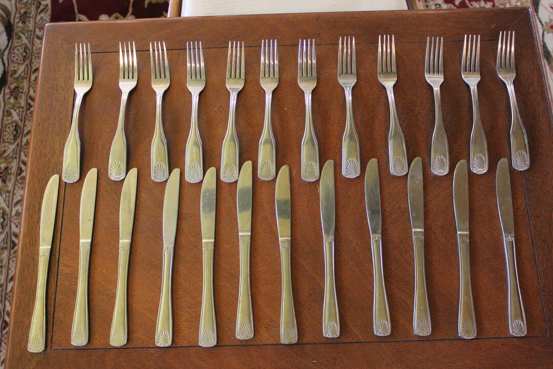 DELCO Stainless Steel Flatware - LAGUNA - 24 Pieces - 12 Forks and 12 ...