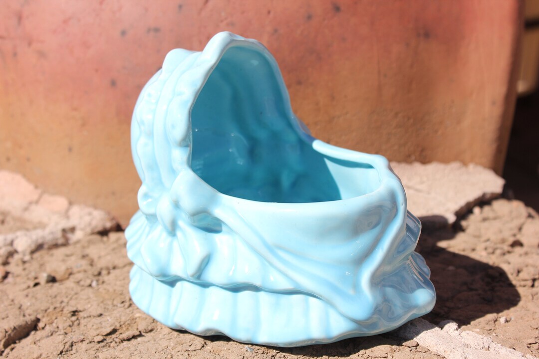 Vintage - California Pottery - Baby Bassinet Planter - Ceramic - BLUE ...