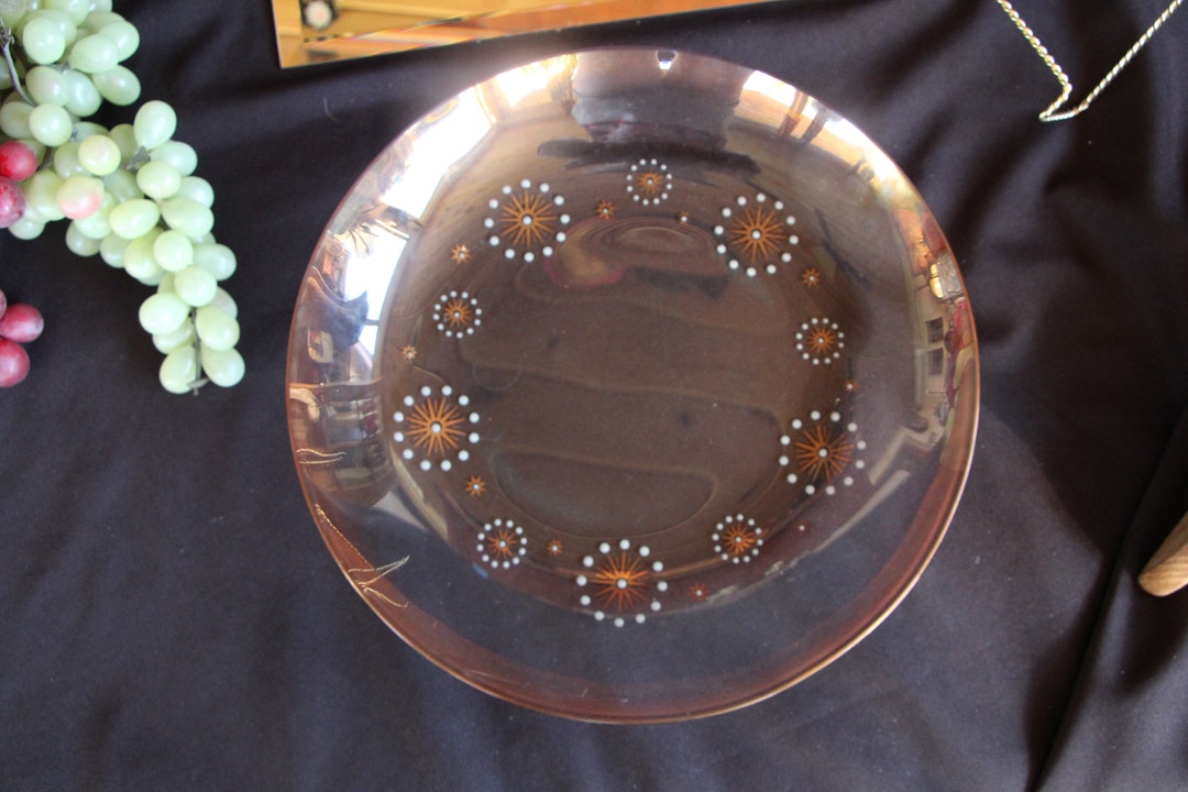 1960's Vintage - GLAMA GLASS by Sinclair - Round Low Bowl - 22K Gold ...