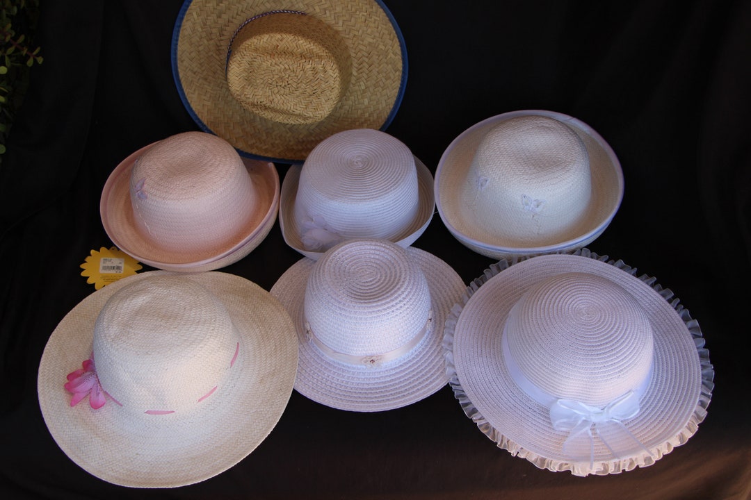 Vintage Toddler Straw Sun Hats: Early 2000s Girls' Bonnets - Etsy
