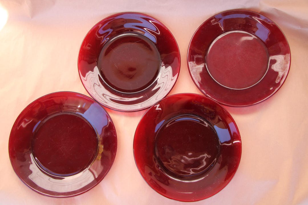 1973 - 1977 - Anchor Hocking - BALTIC RUBY RED - Set of Four ( 4 ...