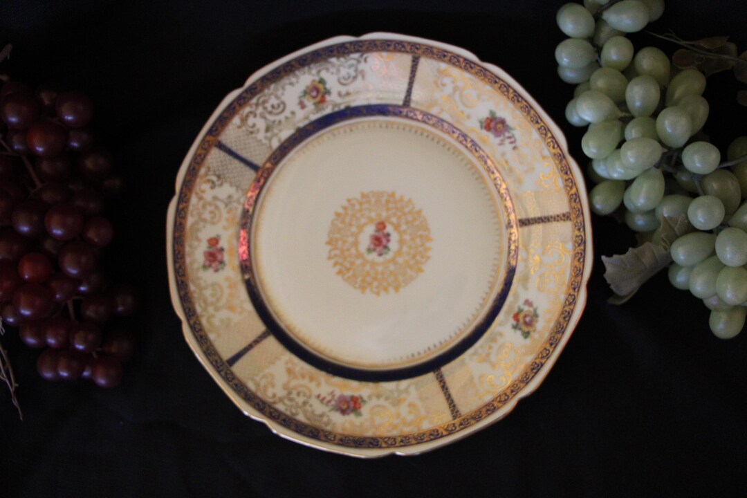 1920s Baronet Dinner Plate: Bohemia Czechoslovakia, BAR7B Gold Floral ...