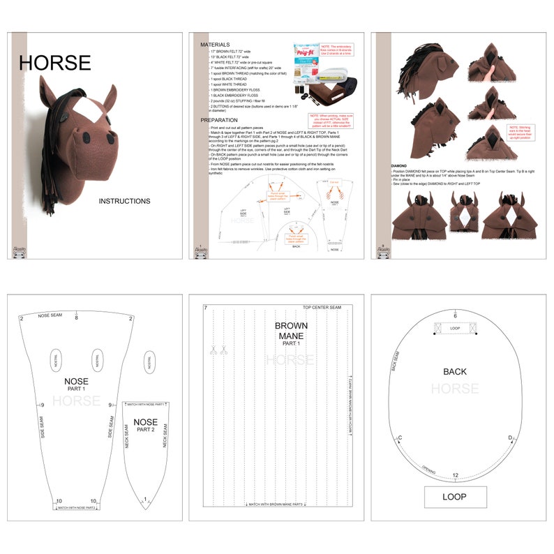 HORSE PDF Pattern With Instructions - Etsy
