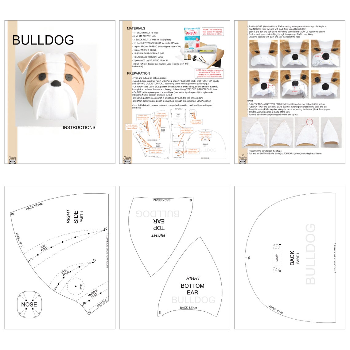BULLDOG PDF Pattern With Instructions - Etsy