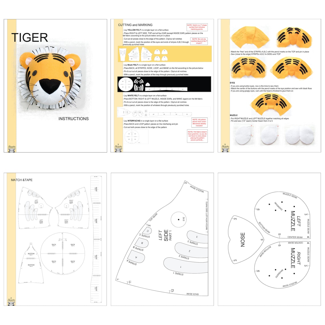 TIGER PDF Pattern With Instructions | Etsy