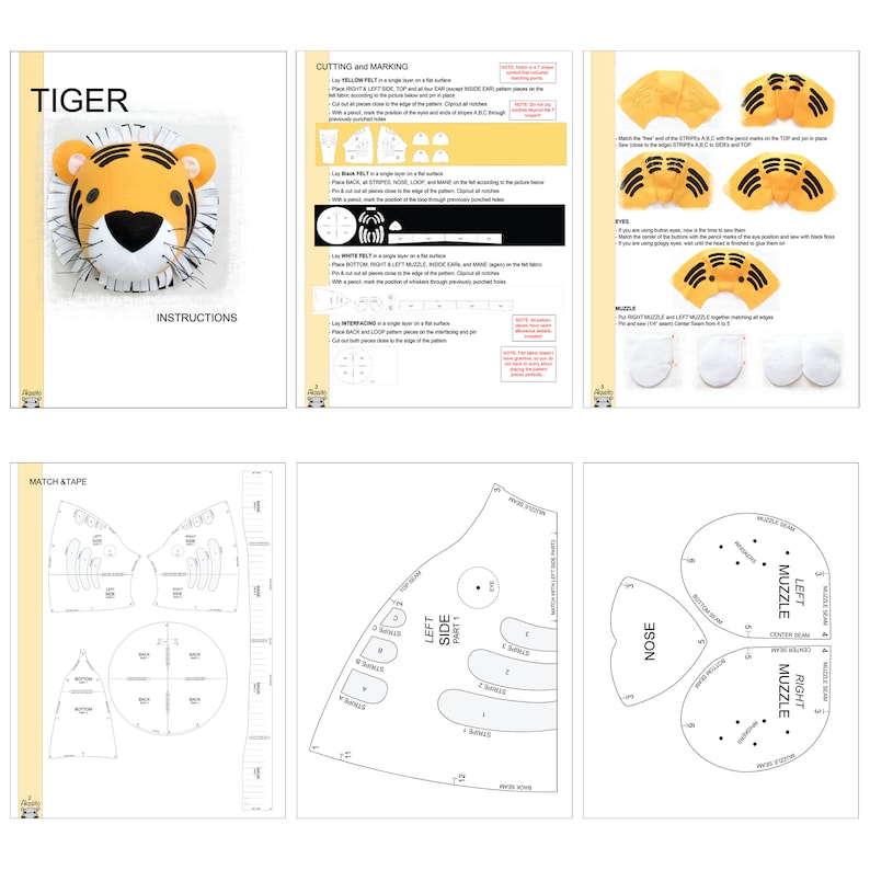 TIGER PDF Pattern With Instructions - Etsy