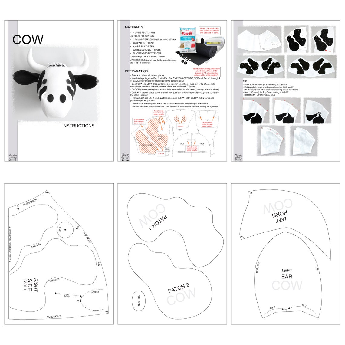 COW PDF Pattern with Instructions | Etsy