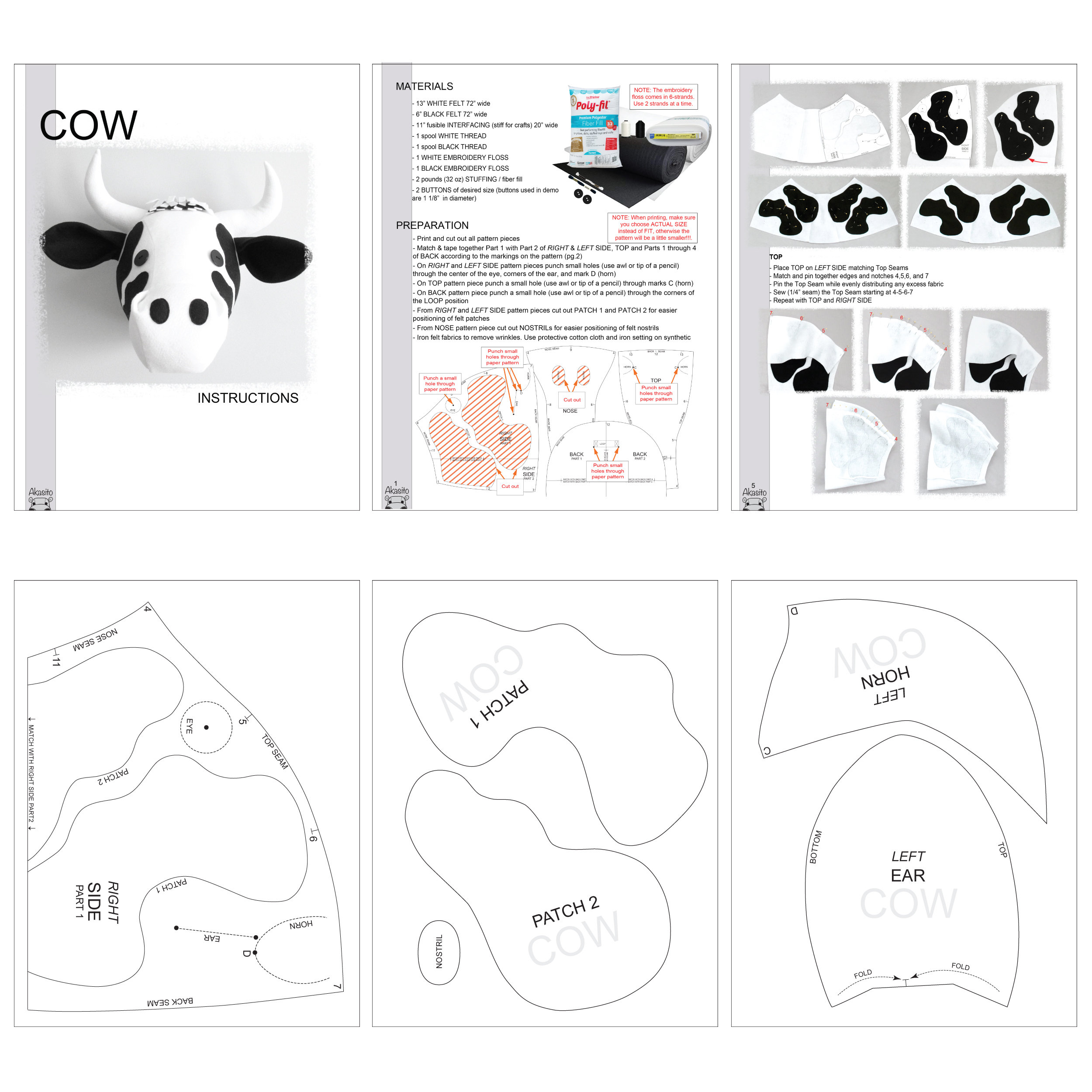 COW PDF Pattern with Instructions | Etsy
