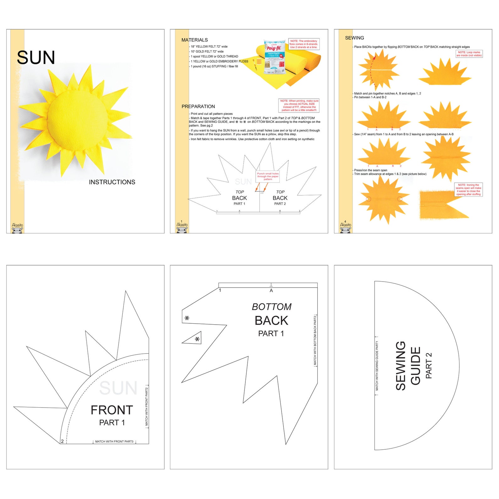 SUN PDF Pattern with Instructions | Etsy