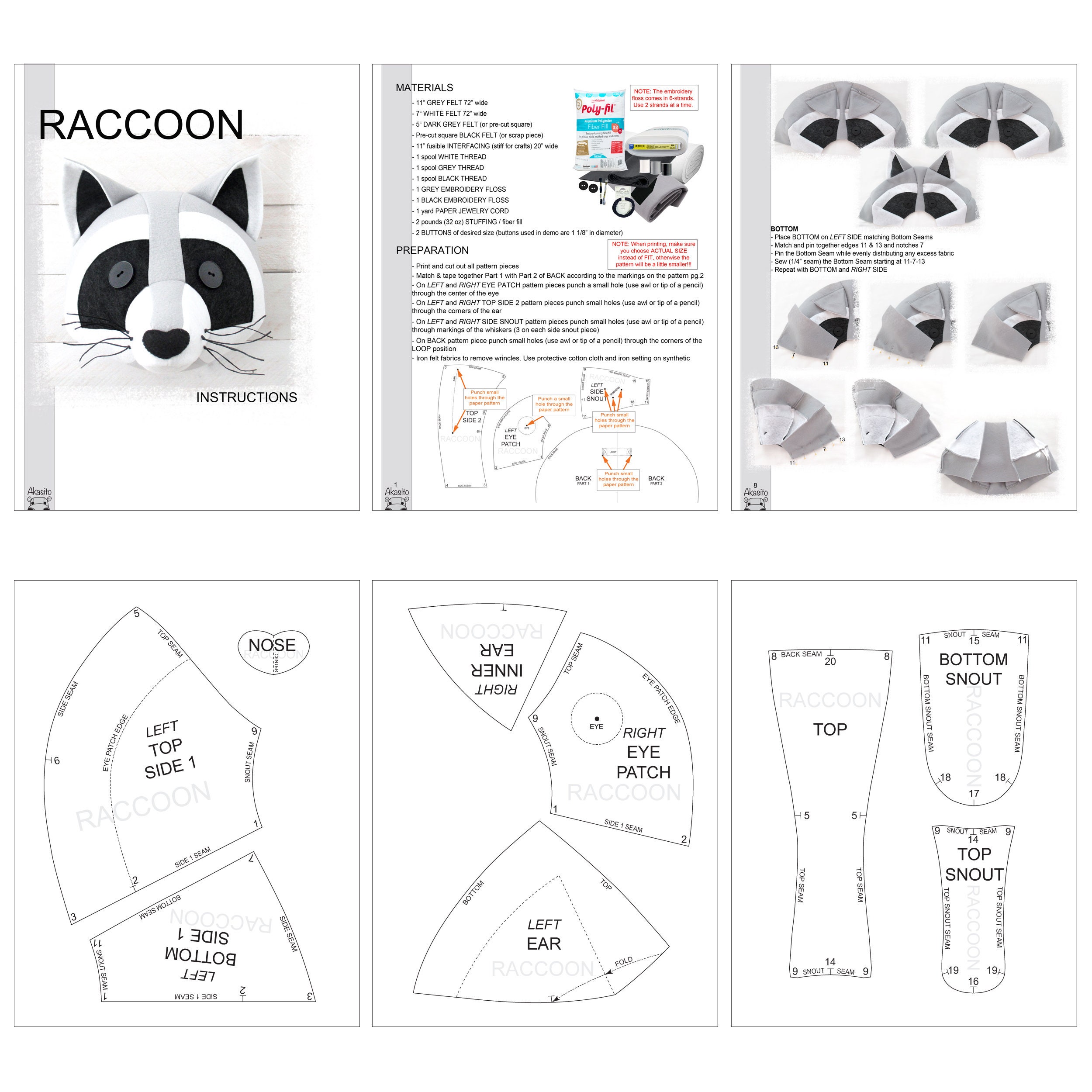 RACCOON PDF Pattern With Instructions - Etsy