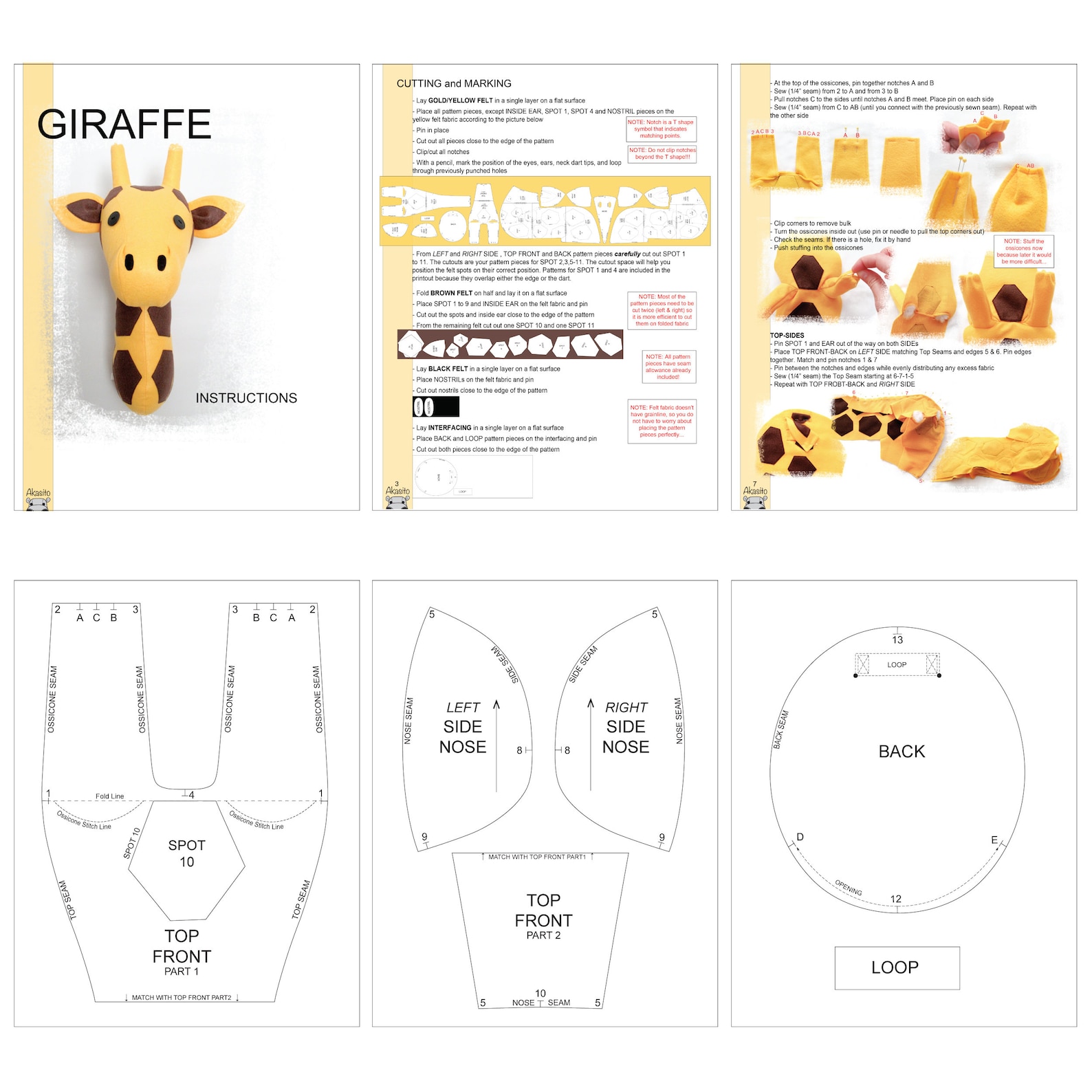 GIRAFFE PDF Pattern With Instructions - Etsy