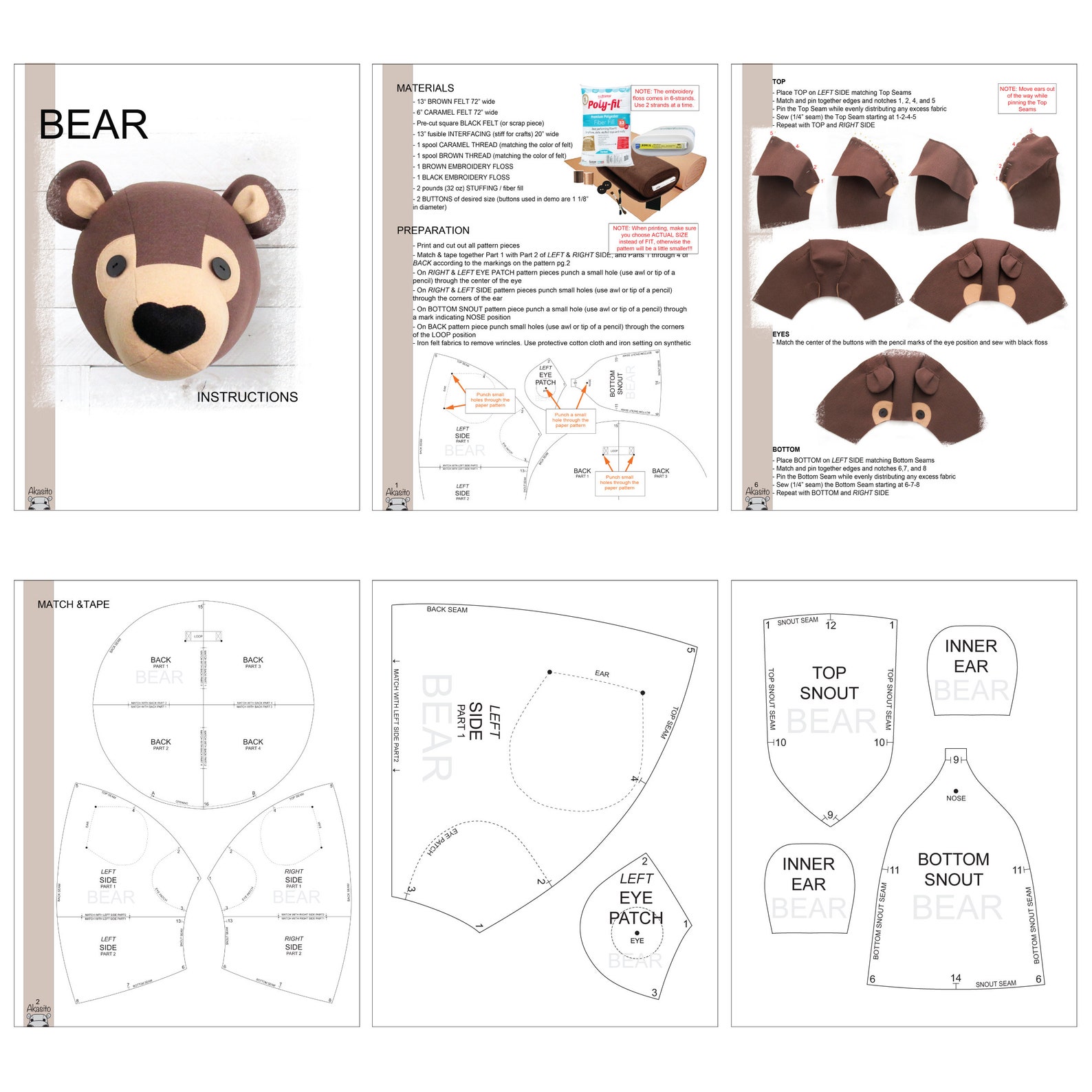 BEAR PDF Pattern With Instructions - Etsy