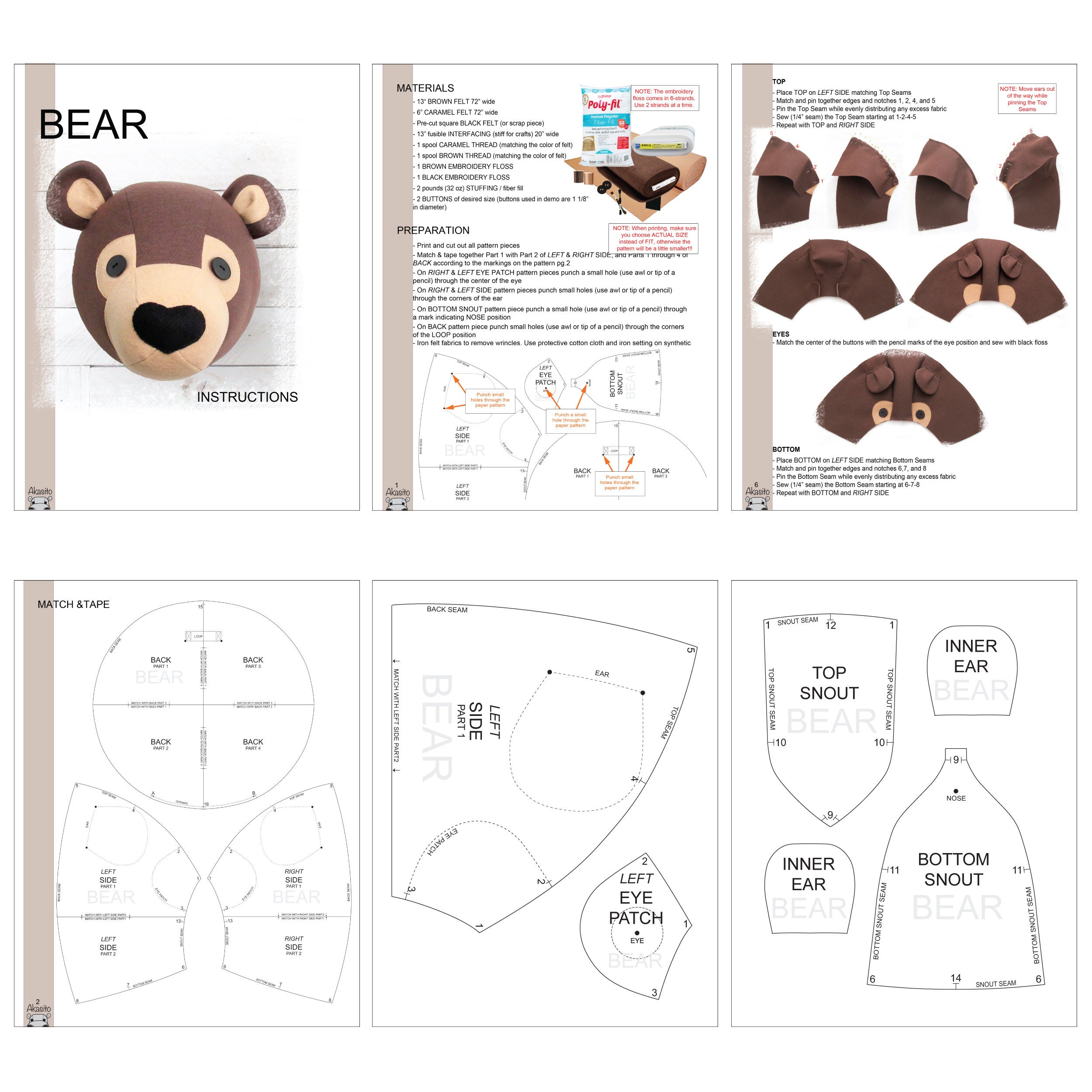 BEAR PDF Pattern With Instructions - Etsy