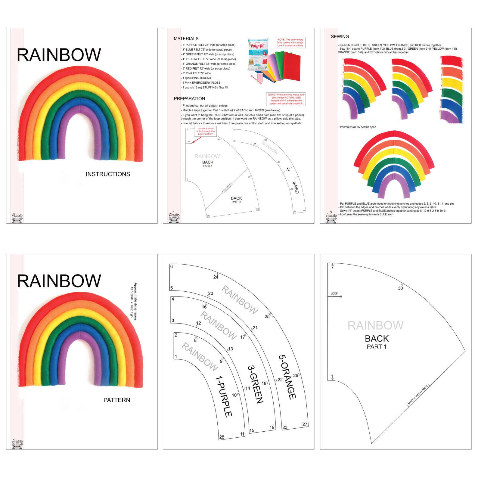 RAINBOW PDF Pattern With Instructions - Etsy