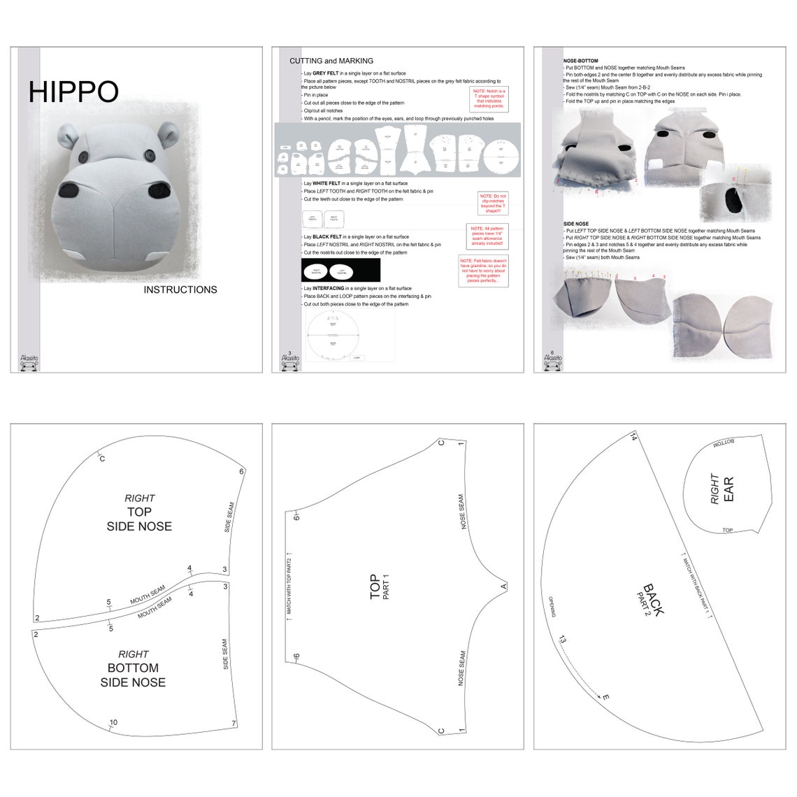 HIPPO PDF Pattern With Instructions - Etsy