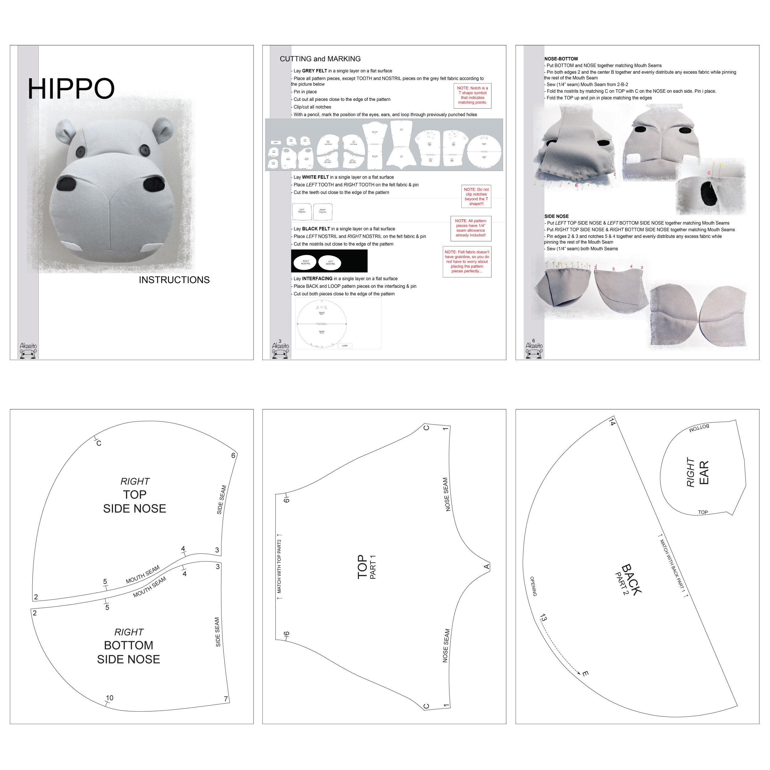 HIPPO PDF Pattern With Instructions - Etsy