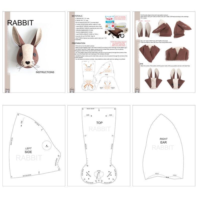 FOX & RABBIT PDF Patterns With Instructions - Etsy UK