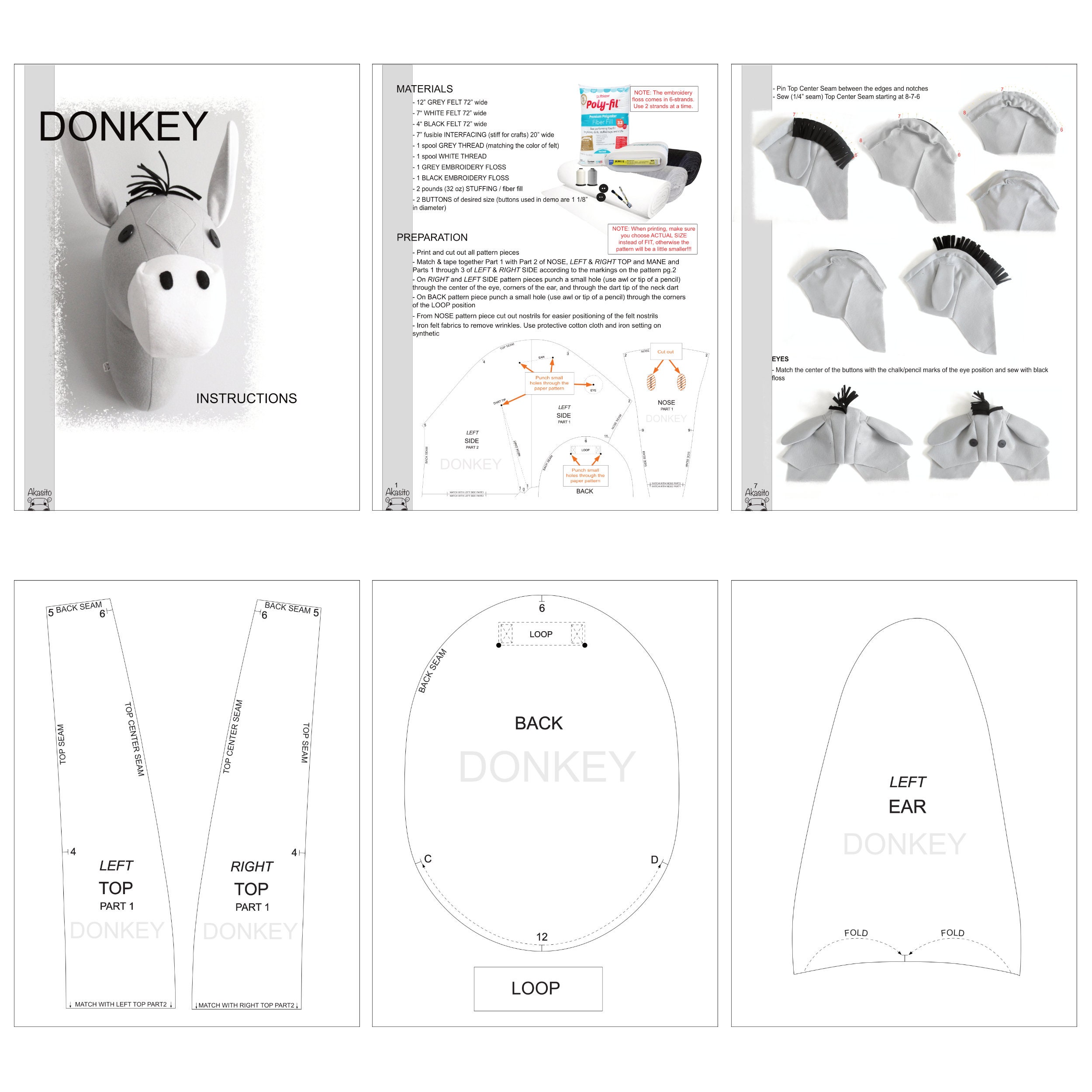 DONKEY PDF Pattern With Instructions | Etsy