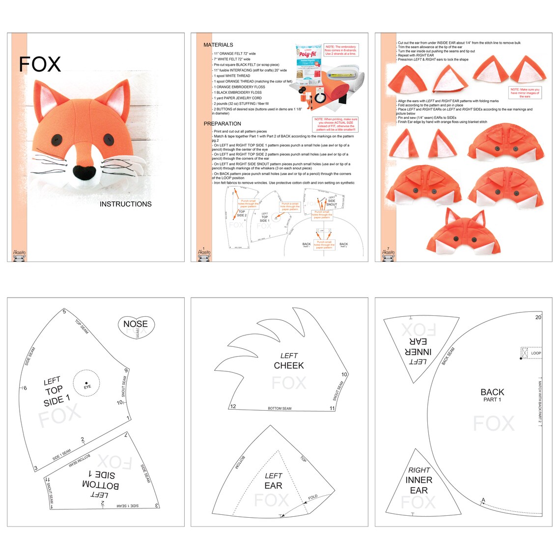 FOX & COW PDF Patterns With Instructions - Etsy