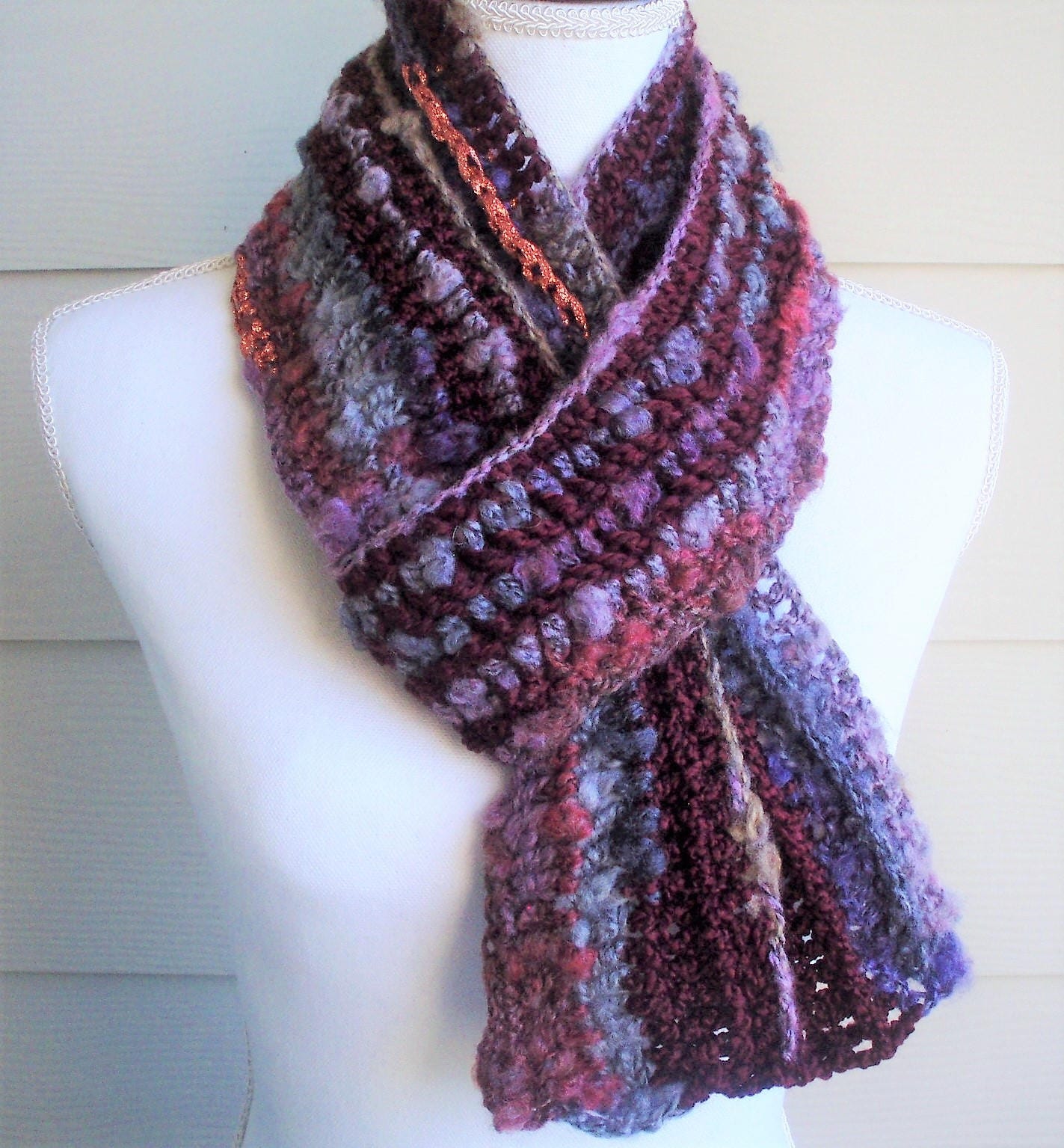 Long Scarf, Unique Scarf, Colorful Scarf, Texture Scarf, Coat Scarf ...