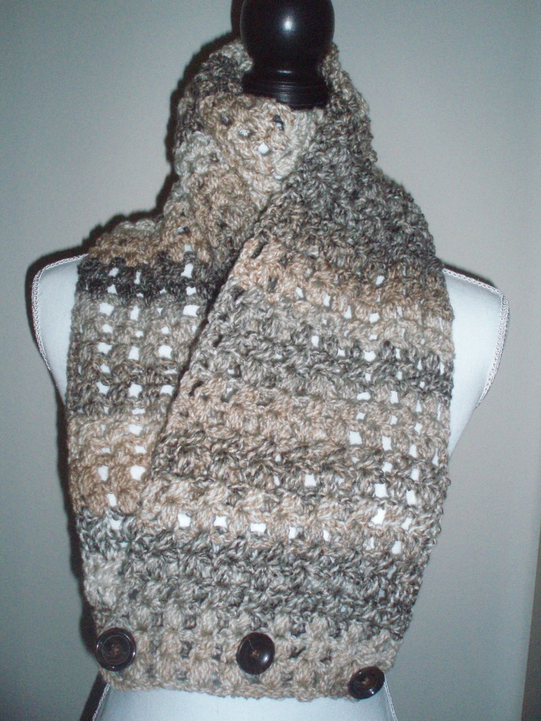 Infinity scarf w/buttons, Winter Scarf, Striped scarf, Fall scarf ...