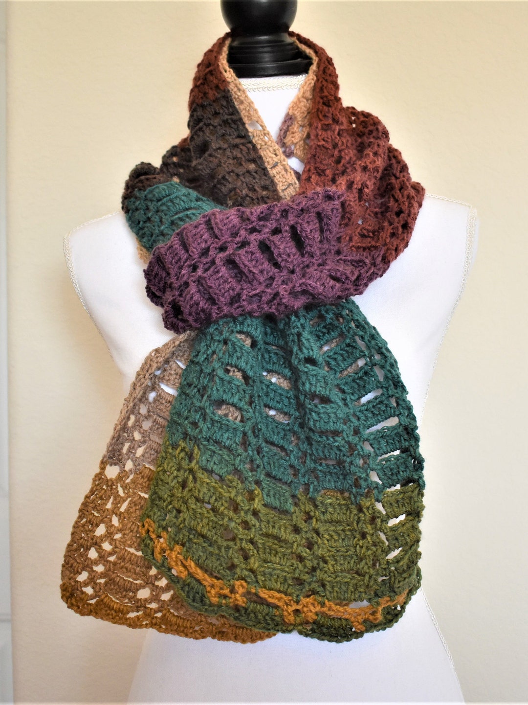 Long striped scarf striped cowl Fall color scarf Winter - Etsy.de