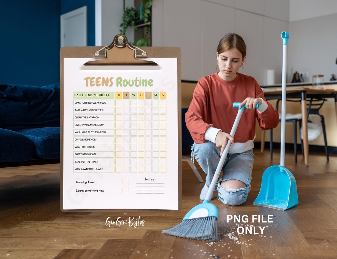 7 Day Routine Chart Planner for Teens | 2 Printable Designs | PNG File ...