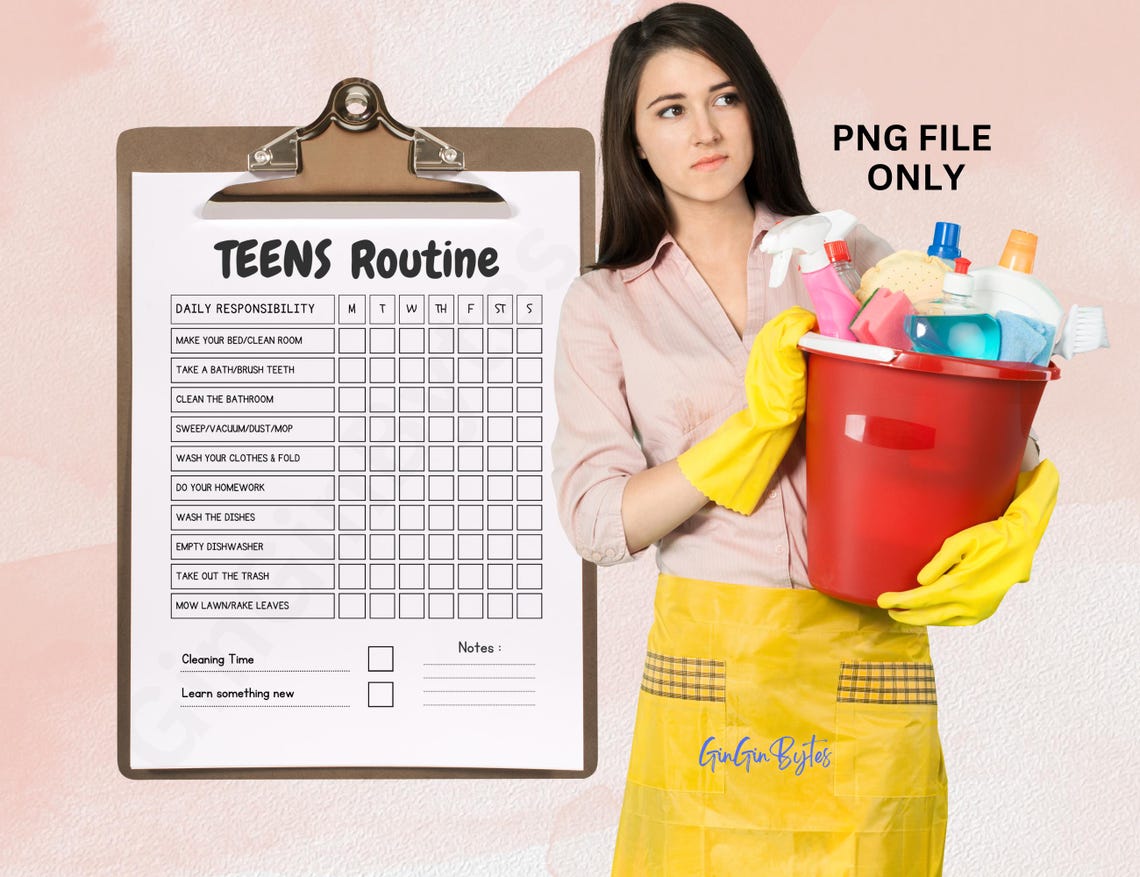 7 Day Routine Chart Planner for Teens | 2 Printable Designs | PNG File ...