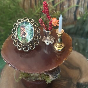 Miniature Agate Top Fairy Garden Table With Green Fairy Picture - Etsy