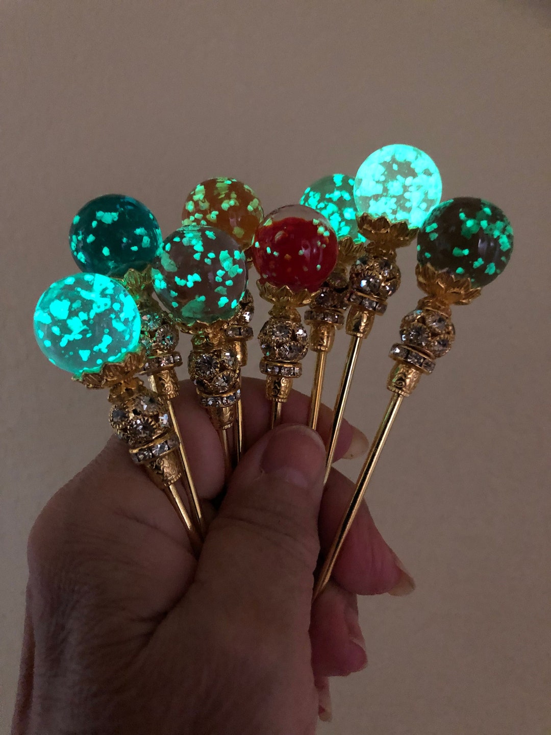 Gold, Glow in the Dark, Luminous Fairy Wands, 5+ " Long, Miniature ...