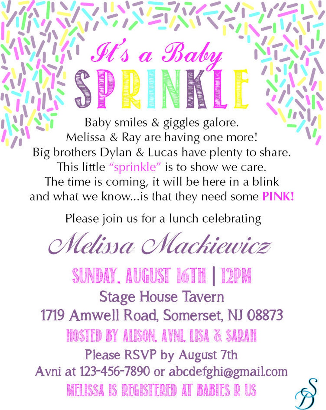 Cute Baby Sprinkle Invitation, Girl Sprinkle, Girl Baby Sprinkle Invite ...