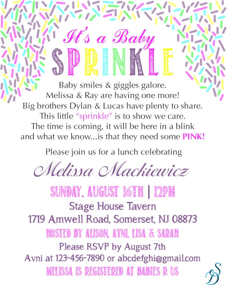Cute Baby Sprinkle Invitation, Girl Sprinkle, Girl Baby Sprinkle Invite ...