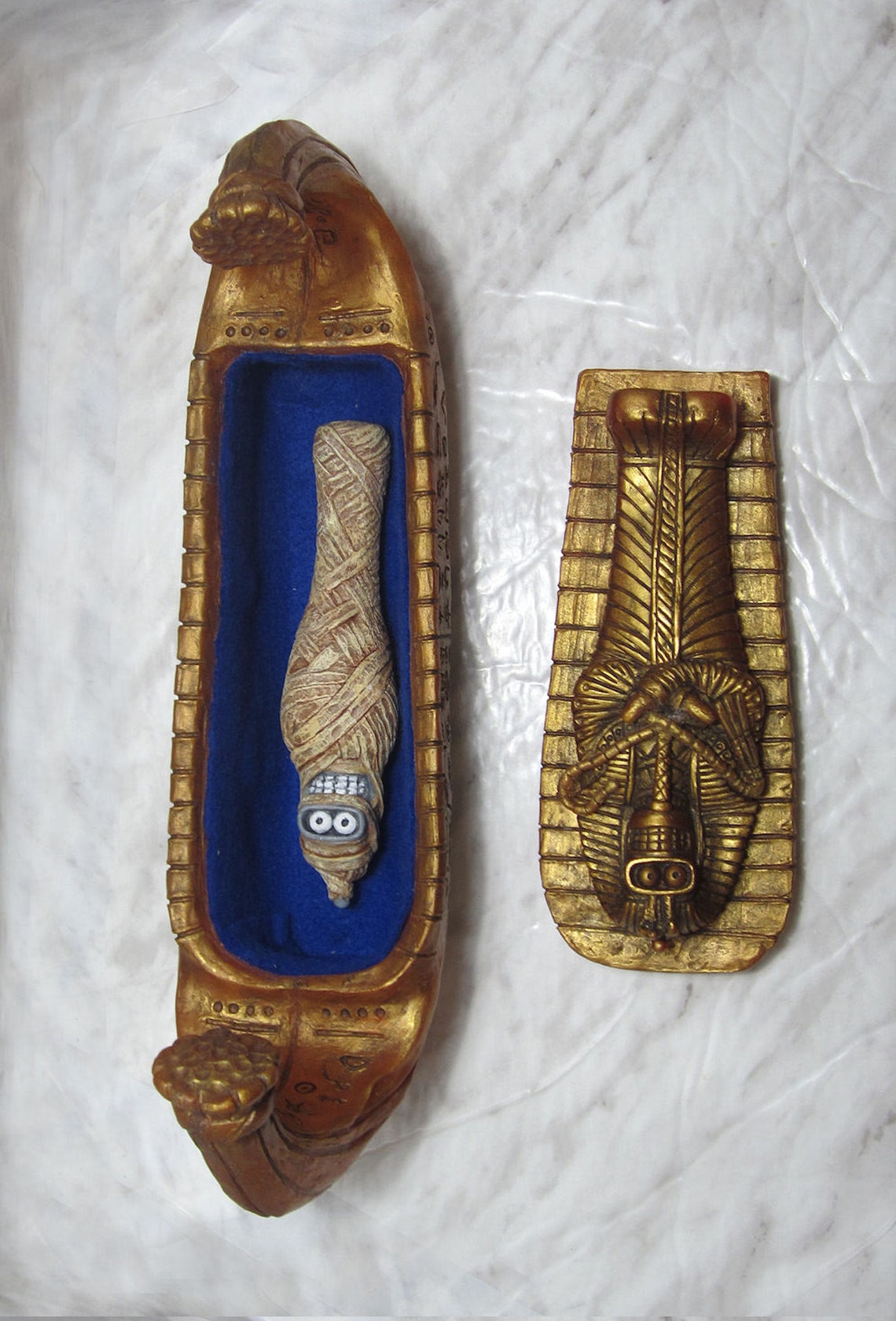 Robot Pharaoh Sarcophagus Boat Trinket Box With Egyptian Mummy ...