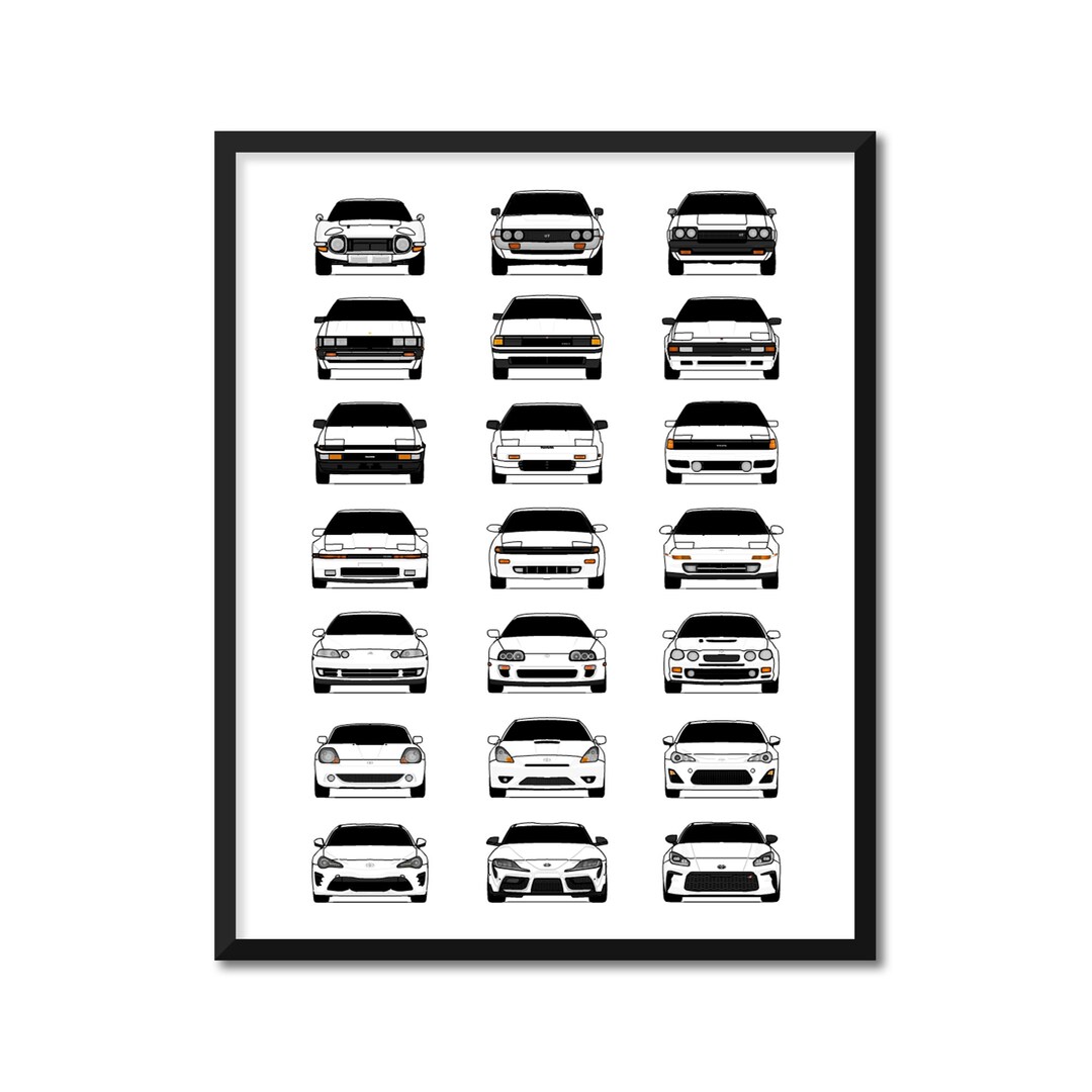 Toyota History and Evolution Inspired Car Poster Print Wall Art Best of ...