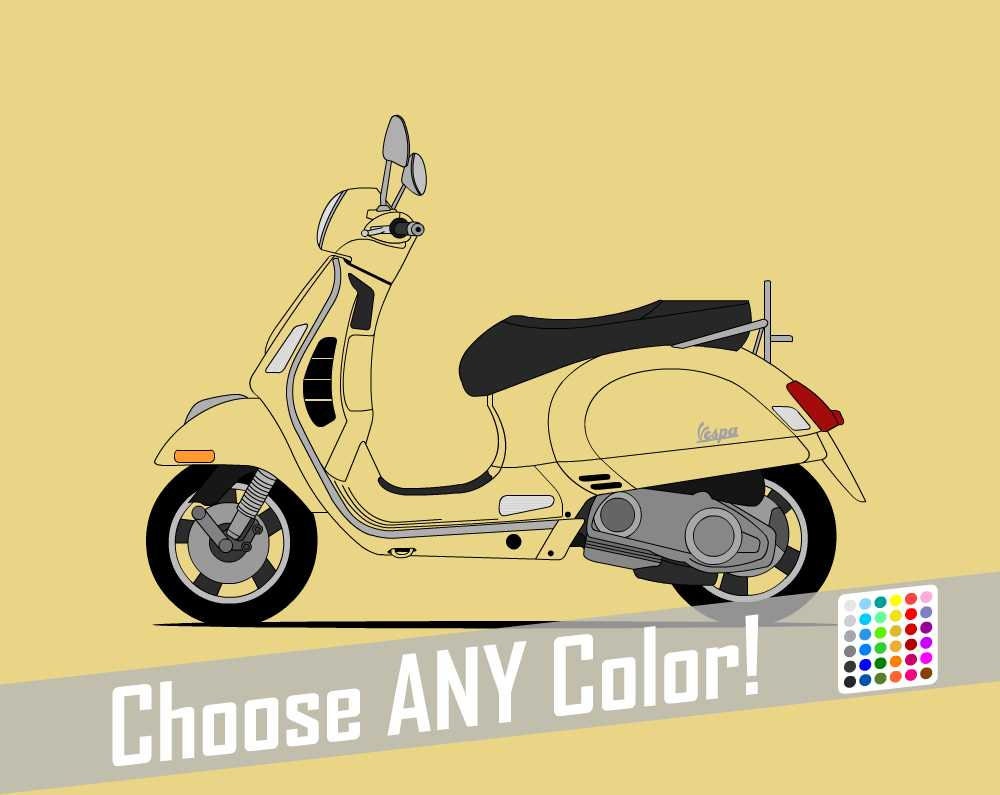 Vespa Vintage Italian Scooter Car Poster Print Wall Art Decor - Etsy