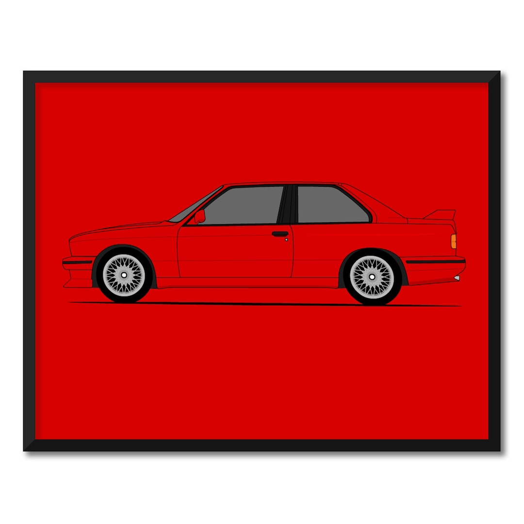 BMW M3 E30 (1986-1991) (side Profile) Inspired Car Poster Print Wall ...