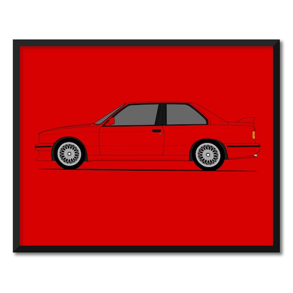BMW M3 E30 1986-1991 side Profile Inspired Car Poster - Etsy