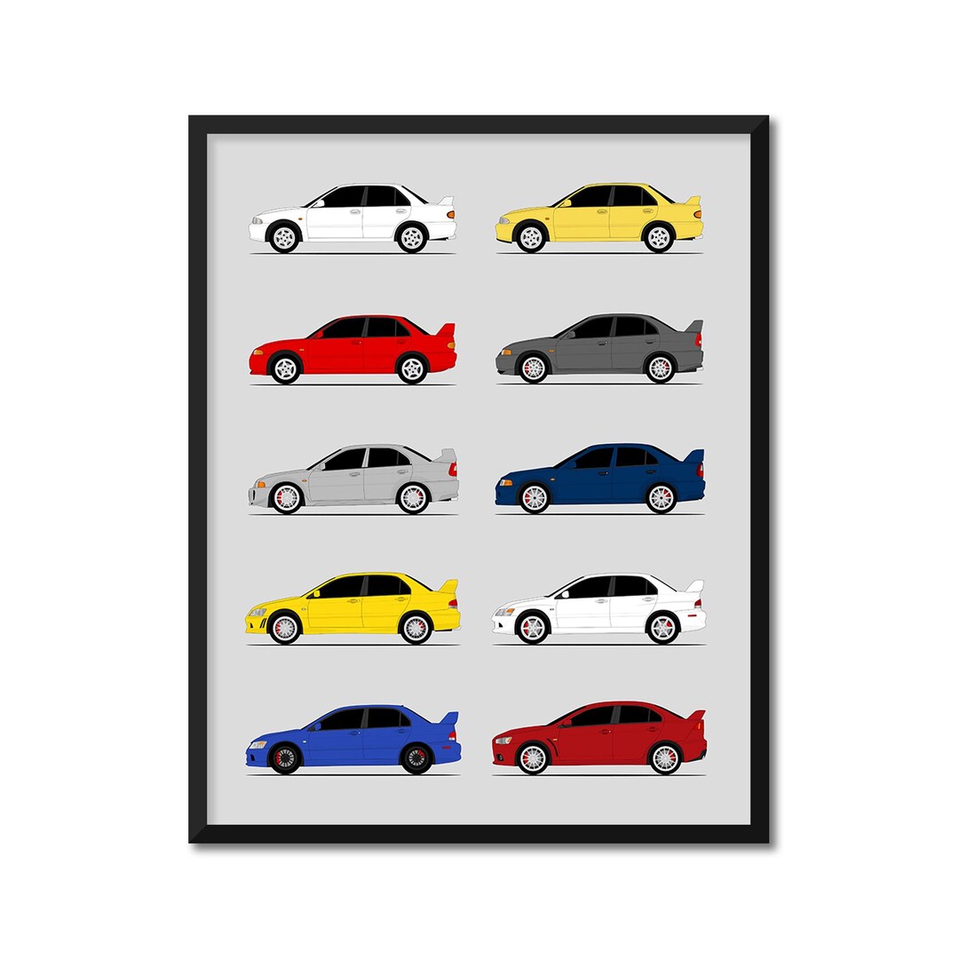 Mitsubishi Lancer Evolution (side Profile) Poster Print Art Decor ...