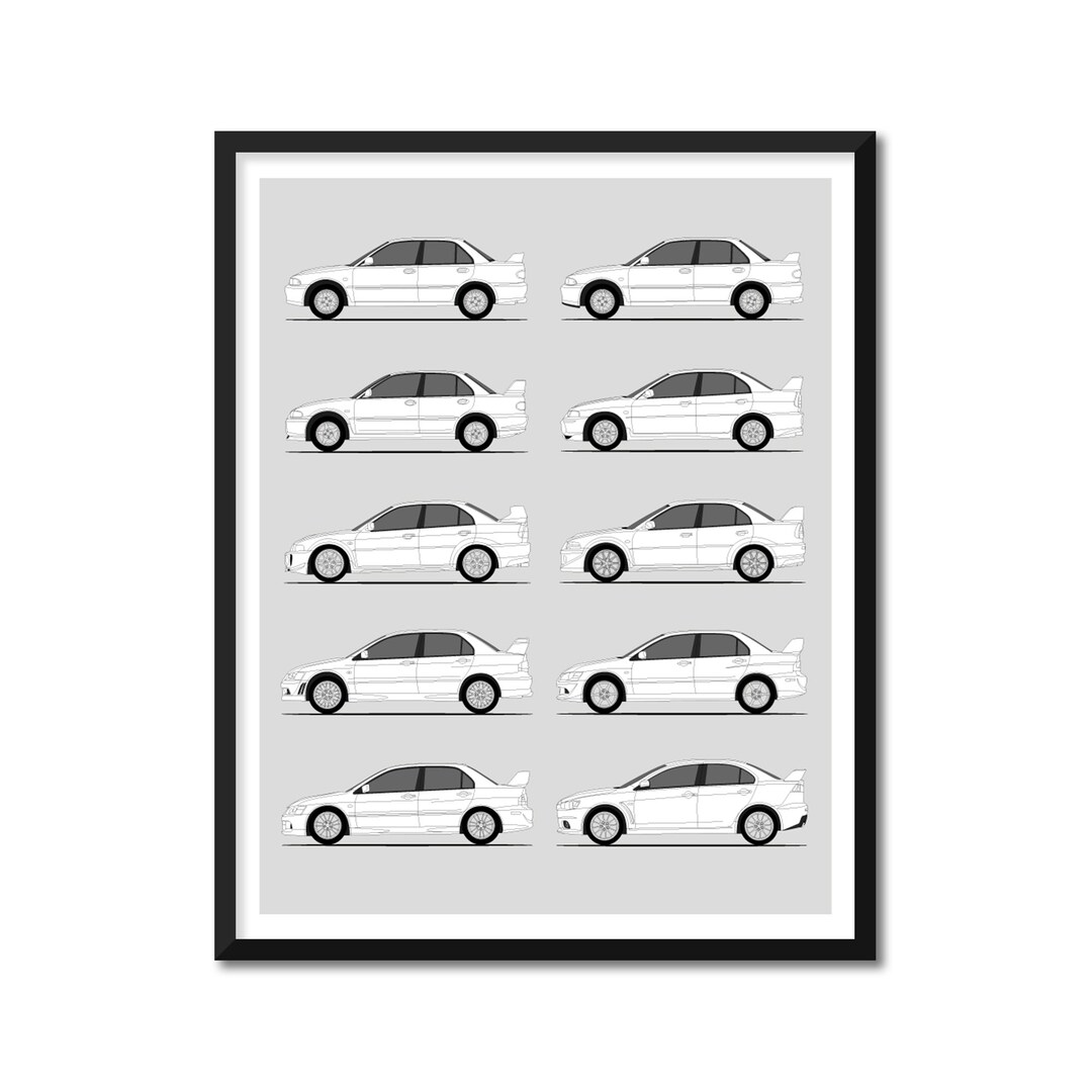 Mitsubishi Lancer Evolution Inspired (side Profile) Poster Print Art ...
