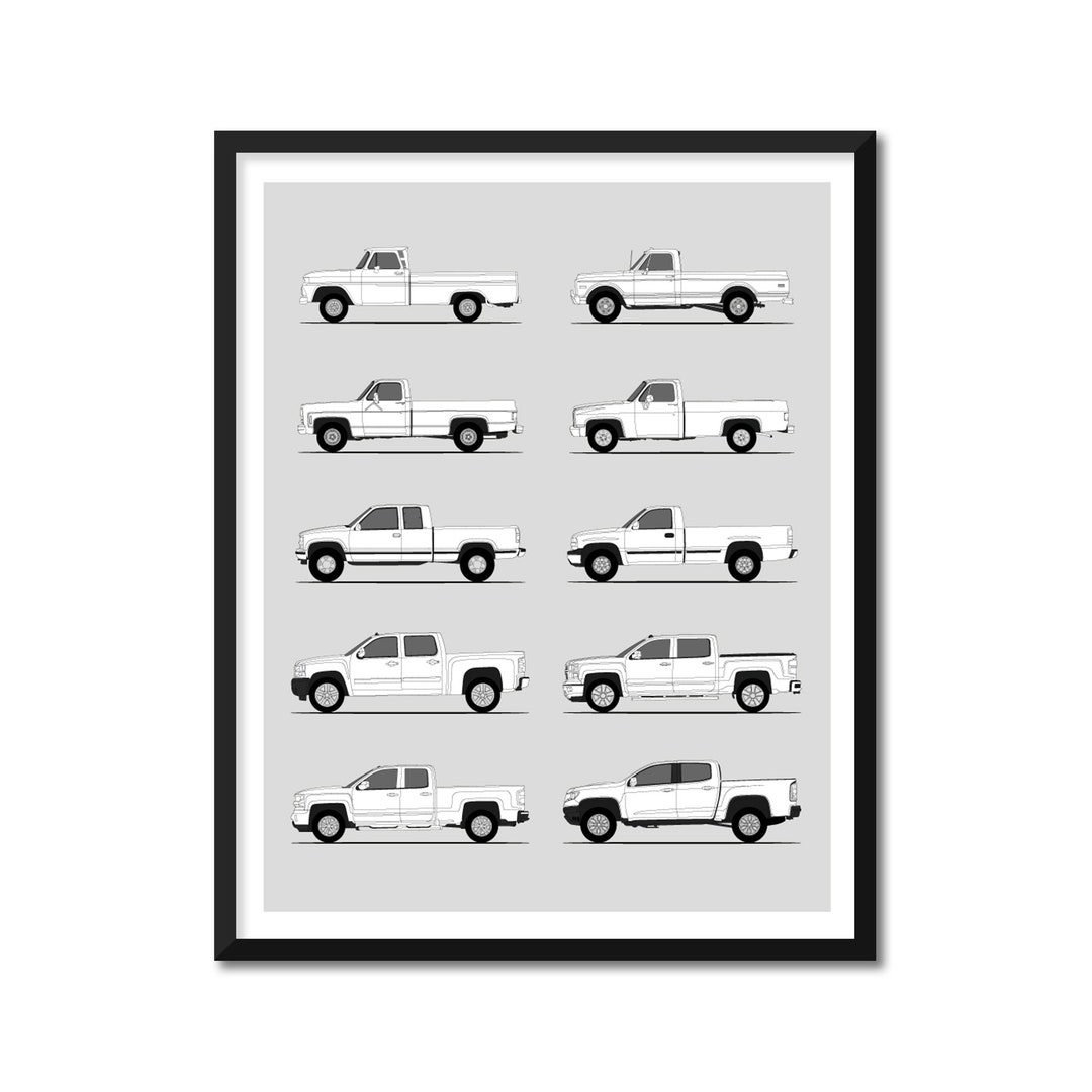 Chevy Silverado Inspired Car Poster side Profile Print Wall - Etsy