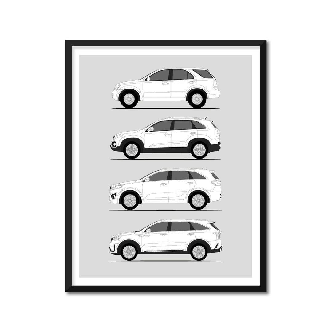 Kia Sorento Inspired Poster (side Profile) Print Wall Art Decor of the ...