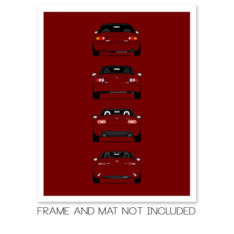 Mazda Miata MX-5 (rear View) Poster Print Wall Art of the History and ...