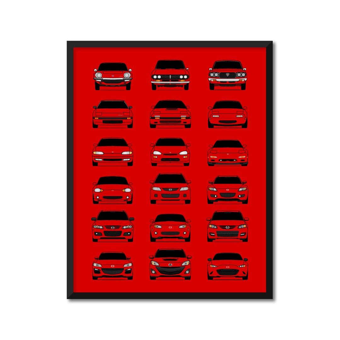 Mazda History and Evolution Inspired Car Poster Print Wall Art Best of ...