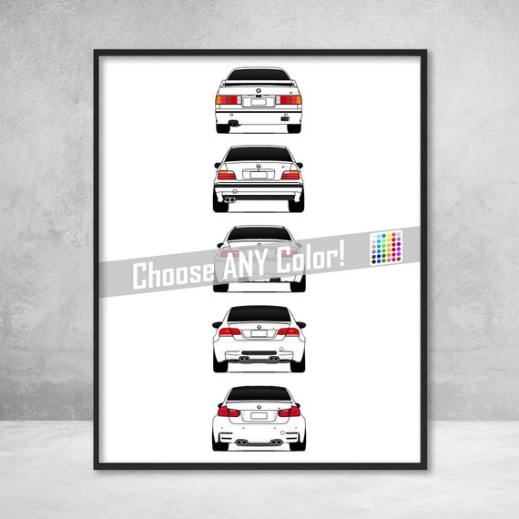 BMW M3 Poster Print Wall Art of the History and Evolution of | Etsy