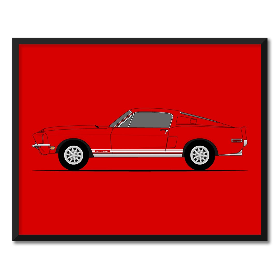 Shelby GT500KR 1968 (side Profile) Inspired Car Poster Print Wall Art ...
